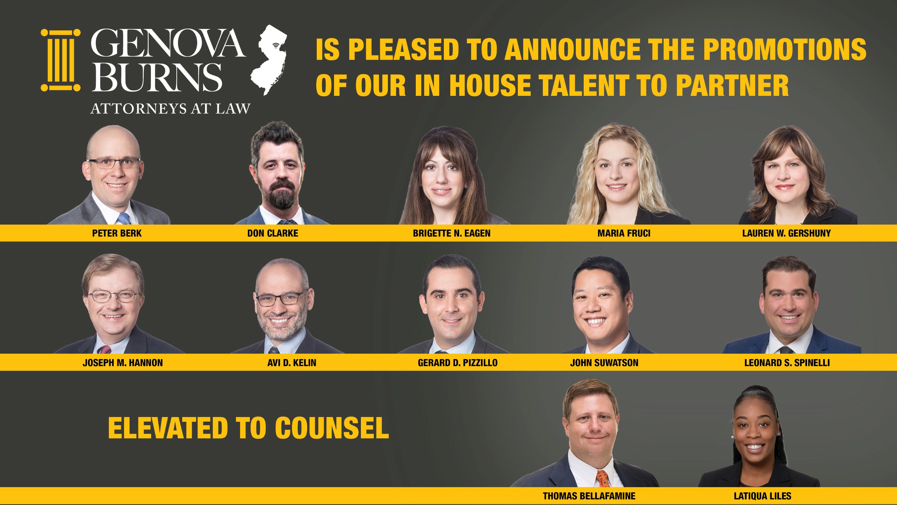 Genova Burns Names New Partners and Counsel | Genova Burns LLC